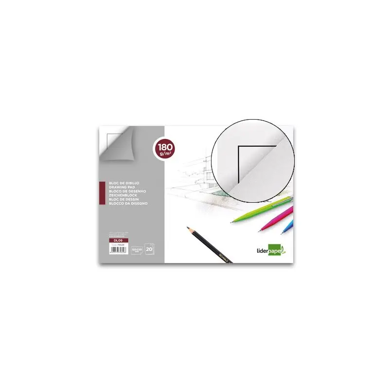 BLOC DIBUJO LIDERPAPEL LINEAL ENCOLADO 230X325MM 20 HOJAS 180 G/M2 CON ...